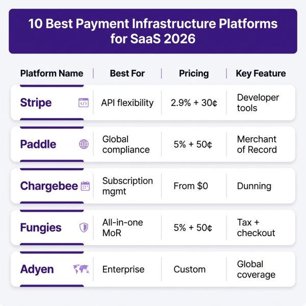 10 Best Payment Infrastructure Platforms for SaaS in 2026: Complete ...