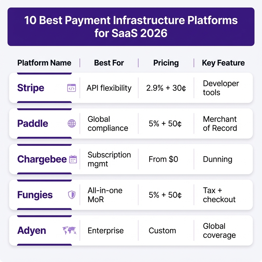 10 Best Payment Infrastructure Platforms for SaaS in 2026: Complete ...